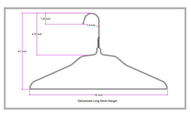 Long Neck Hanger 12.0 Gauge -16" Galvanized Finish – alsco.unitexonline.com